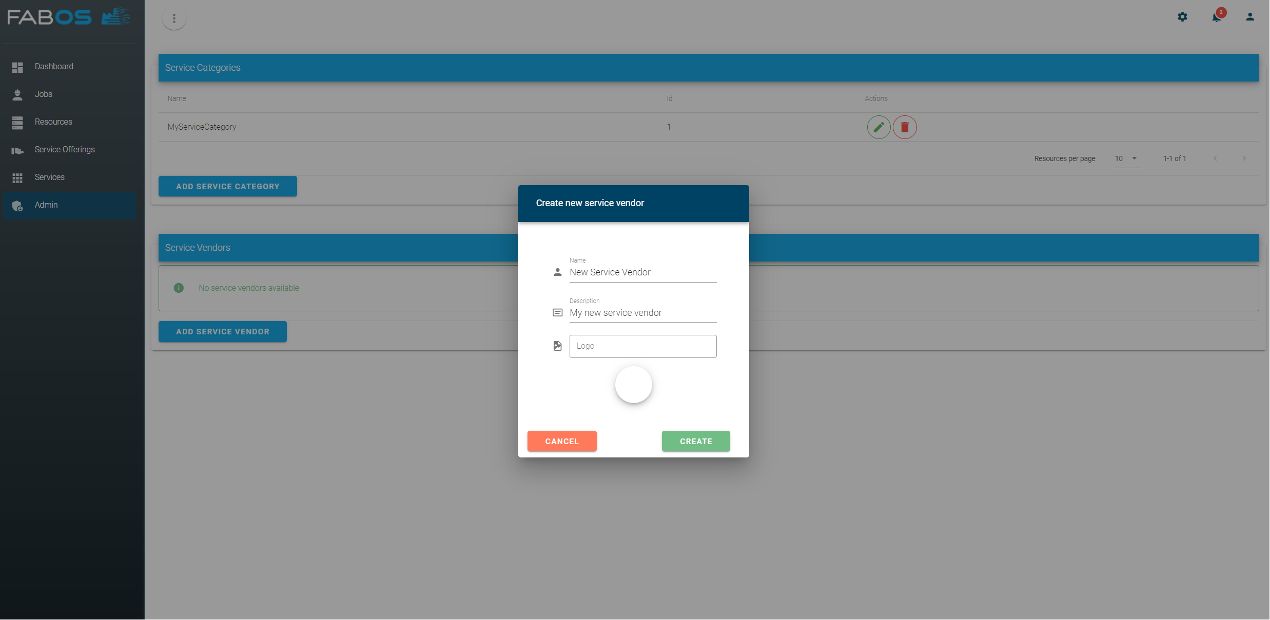 Step 3: Create service category and service vendor | EclipseSLM